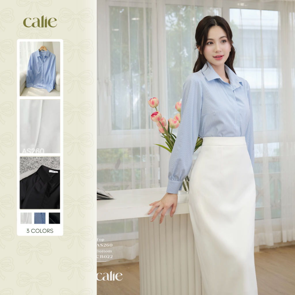 Áo sơ mi thô hàn nữ cổ đức dài tay dáng basic form rộng thanh lịch thời ...