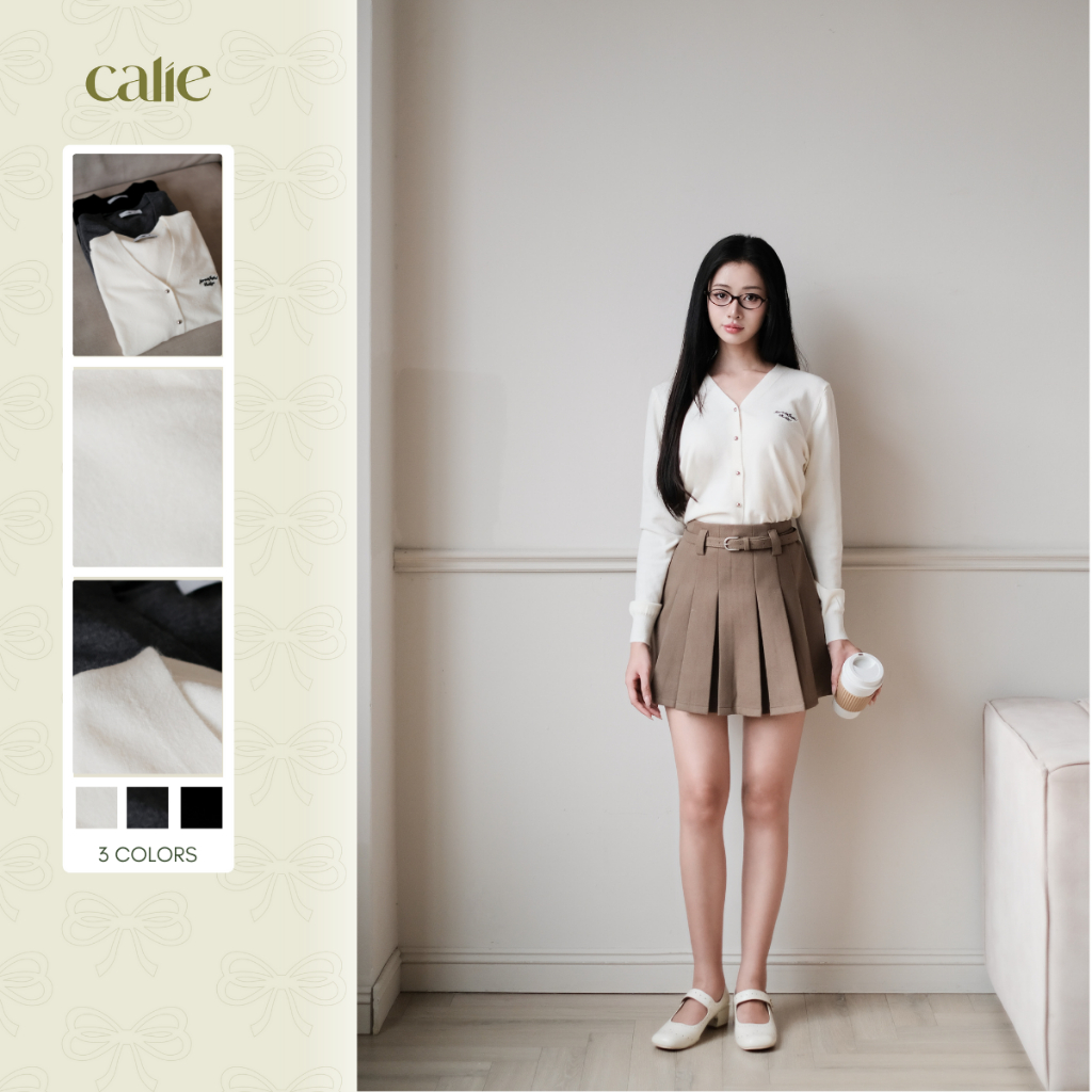 Áo cadigan cổ tim thêu ngực thương hiệu Calie house AL148 CX055 ...