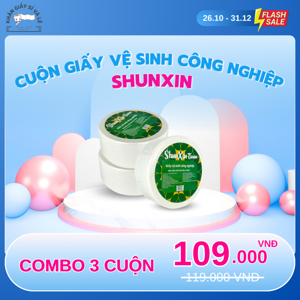 COMBO 3 CUỘN Giấy Vệ Sinh Công Nghiệp SHUNXIN Cao Cấp 500gr - 4 Lớp Mềm ...