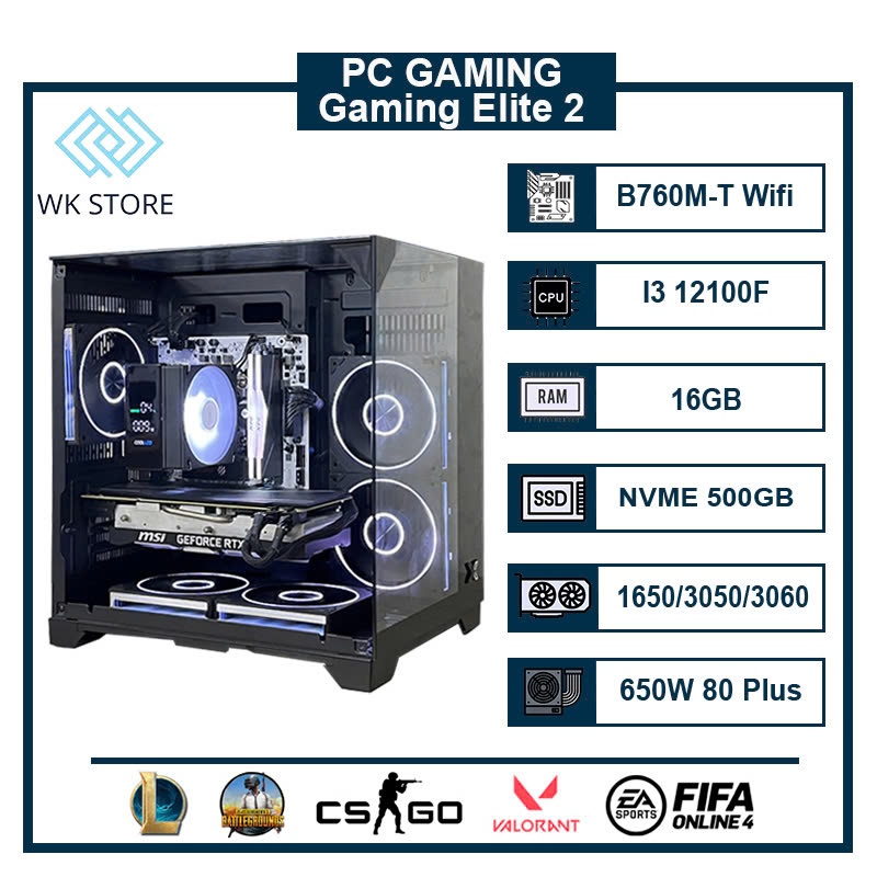 Thùng PC Gaming Elite 2 | I3 12100F, Ram 16 GB, VGA RTX 3050/ 3060Full ...