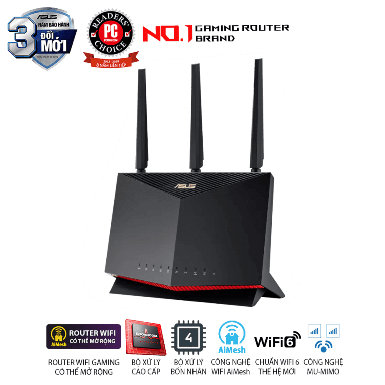 ASUS RT-AX86U Pro (AX5700) Dual Band WiFi 6 Extendable Gaming Router ...