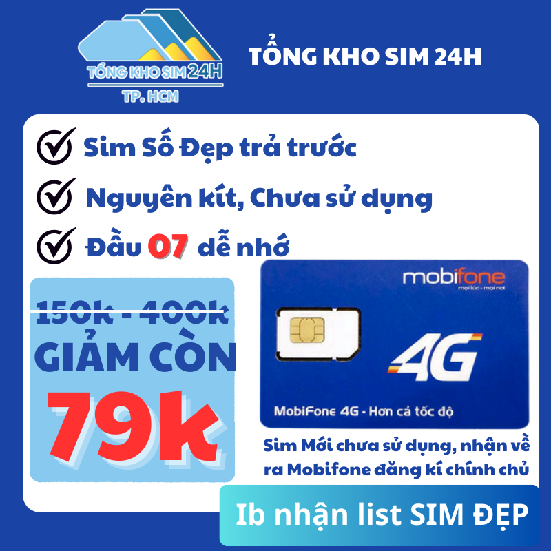 [Sale còn 79k] Sim Mobifone Số Đẹp Nghe Gọi, Sim Trả Trước Giá Rẻ [Sim chưa kích hoạt, PHẢI ĐKCC ...