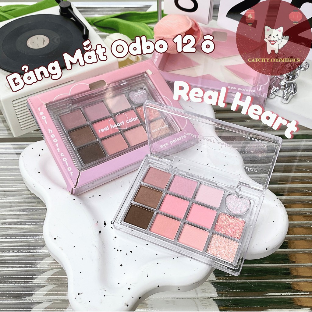 [ODBO] Bảng Mắt Odbo 12 Ô Real Heart Trái tim Nhũ Lì Trong Suốt Color Eye Palette (OD2019 ...