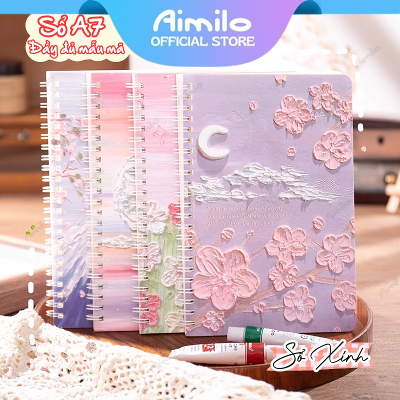 【Aimilo】Vở lò xo kép kẻ ngang kích thước A5 tiêu chuẩn 120 trang nhiều ...