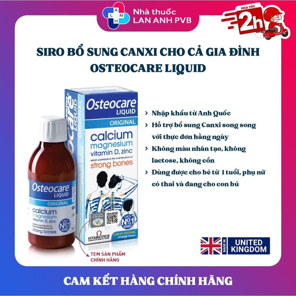 Siro OSTEOCARE LIQUID ORIGINAL (Hàng nhập khẩu) - Hỗ trợ bổ sung canxi cho cả gia đình. | Shopee ...