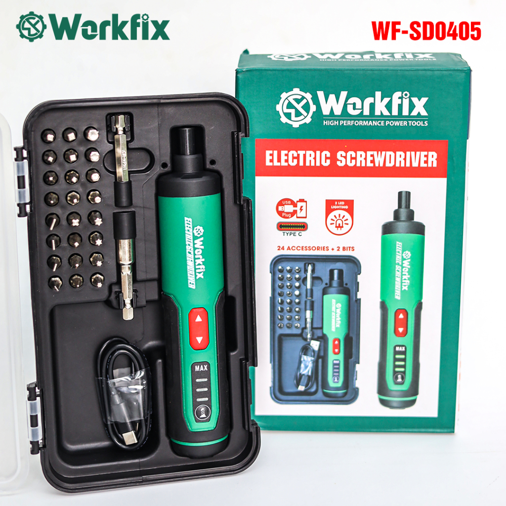 Máy Khoan Vít Cầm Tay WORKFIX Bắn Vít Pin Đa Năng Kèm 26 Phụ Kiện Kèm ...