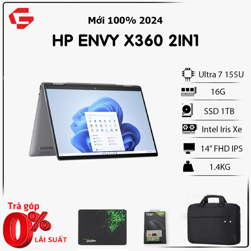 Laptop HP Envy X360 2in1 (Core Ultra 7 155U,16GB,1TB, Iris Xe Graphics ...