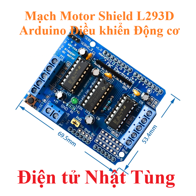 MẠCH MOTOR SHIELD L293D ARDUINO, ĐIỀU KHIỂN ĐỘNG CƠ DC – STEP – SERVO ...