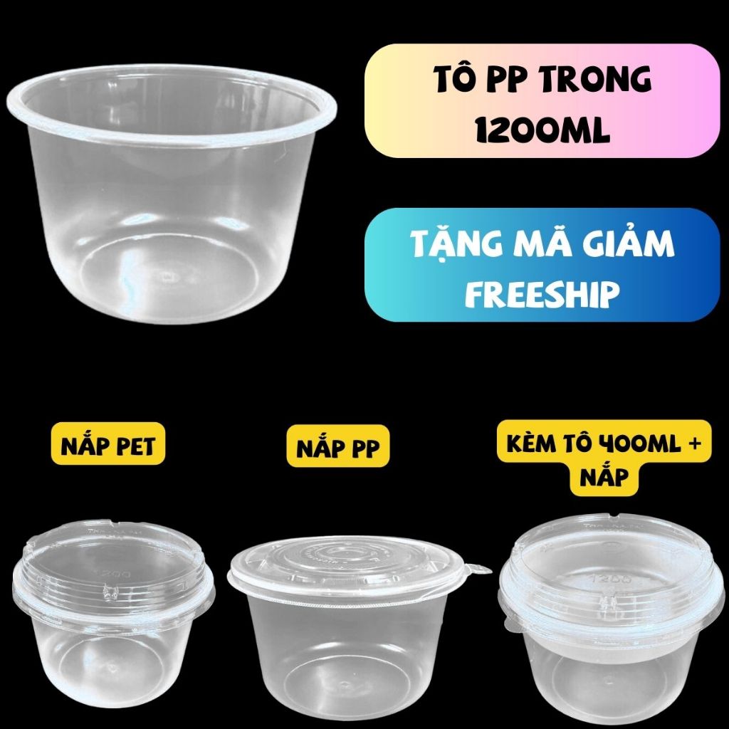 Combo 20 tô nhựa 2 tầng (tô 1200ml + tô 400ml) kèm nắp | Shopee Việt Nam