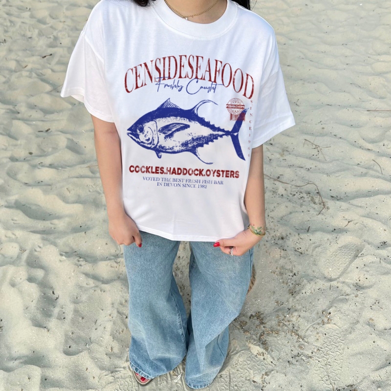 Áo Thun Unisex nam nữ form rộng FRESH FISH 100% Cotton - Local Brand ...
