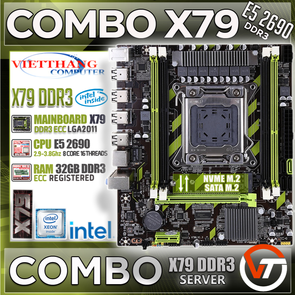 Combo Chạy Giả Lập X79 DDR3 OEM + CPU Xeon E5 2690 Tốc độ cao 2.9Ghz - 3.8Ghz Chơi Game - Giả ...