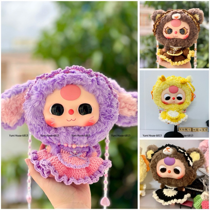 (KHÔNG KÈM BÚP BÊ) Set váy + yếm + bờm cho búp bê bé ba đầu bự - big ...