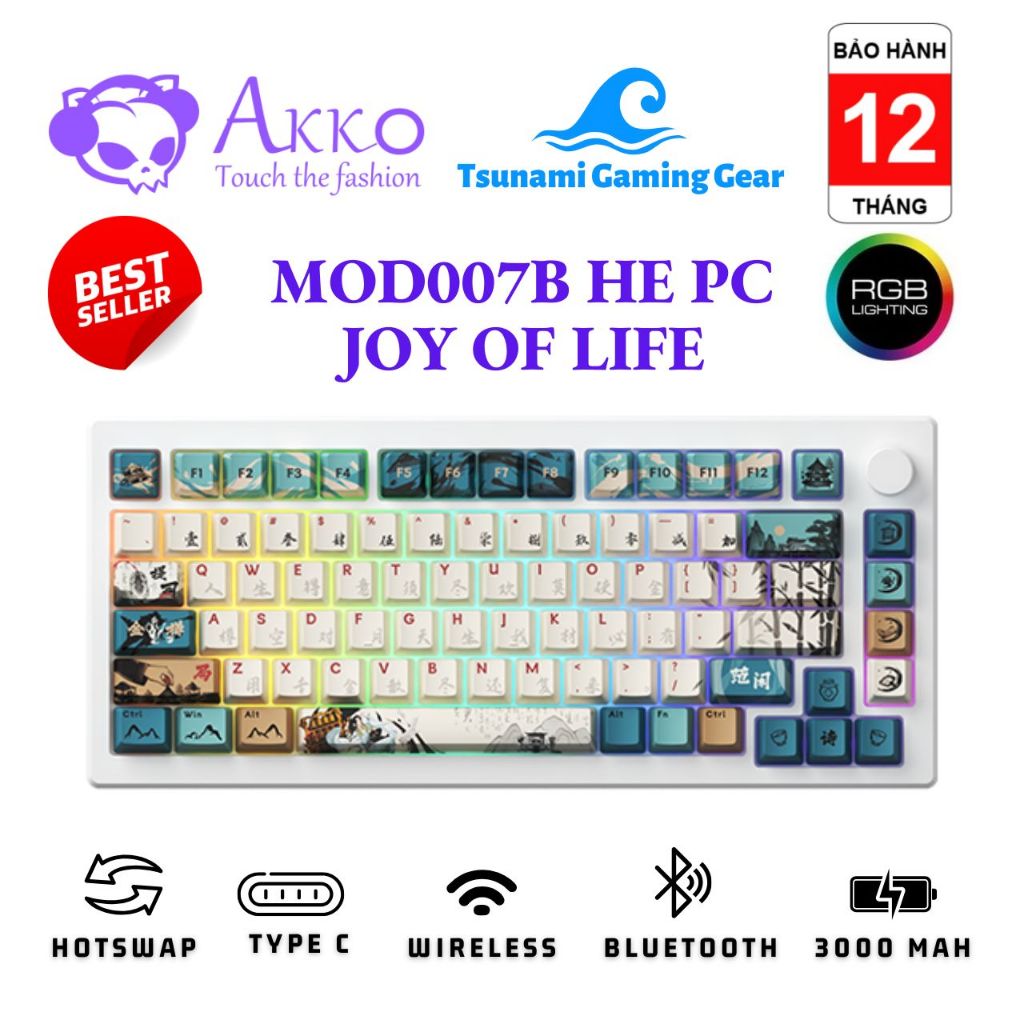 Bàn phím cơ AKKO MOD007B HE PC Joy of Life (Hotswap/ RGB/ USB Type C 8K ...