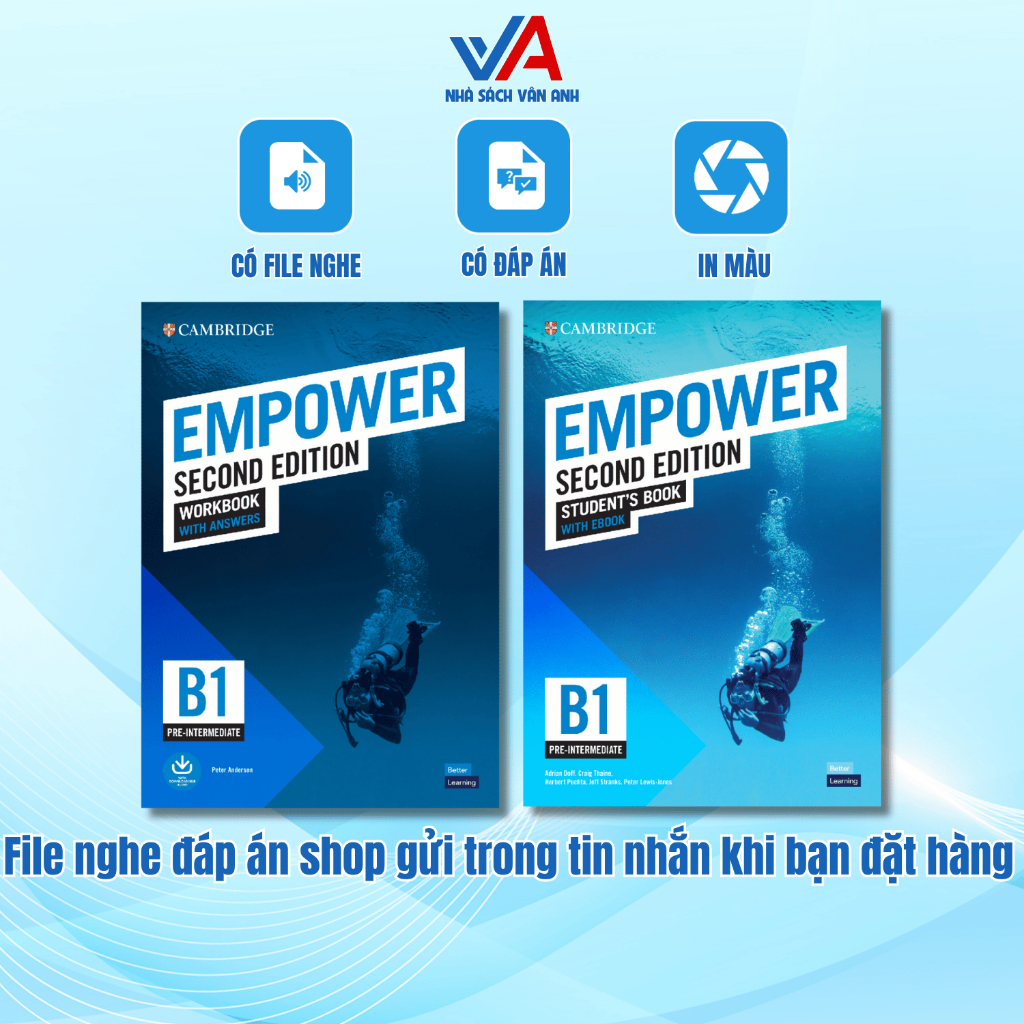Sách - Empower A2,B1 không có mã code - bộ 2 quyển - in màu - đủ file ...