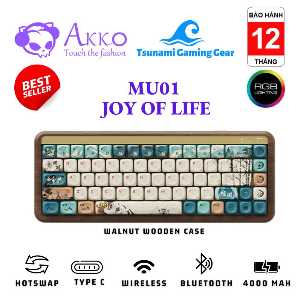 Bàn phím cơ AKKO MU01 Joy of Life (Multi-modes/ RGB/ Hotswap/ Switch V3 ...