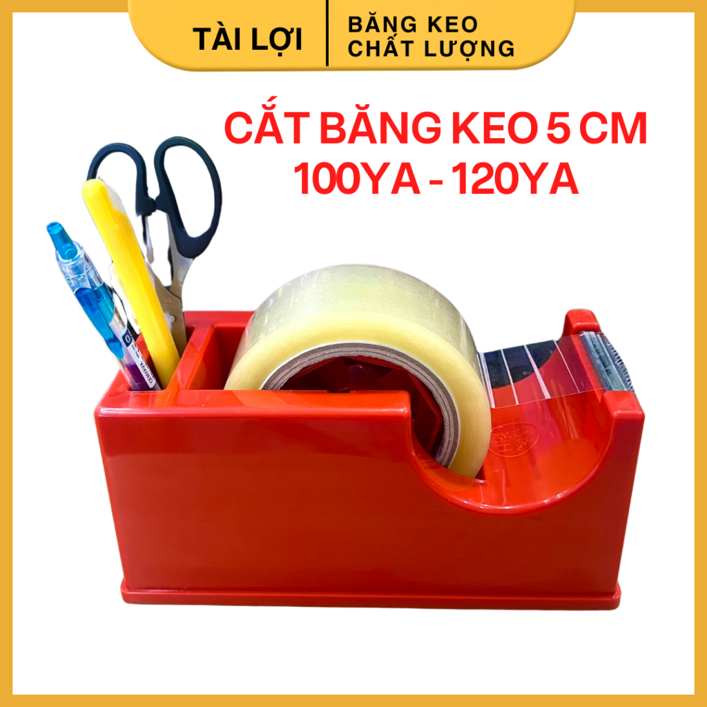 Cắt băng keo để bàn 5F 5cm nhựa ABS, đế nặng cố định, lưỡi dao bén, có ...