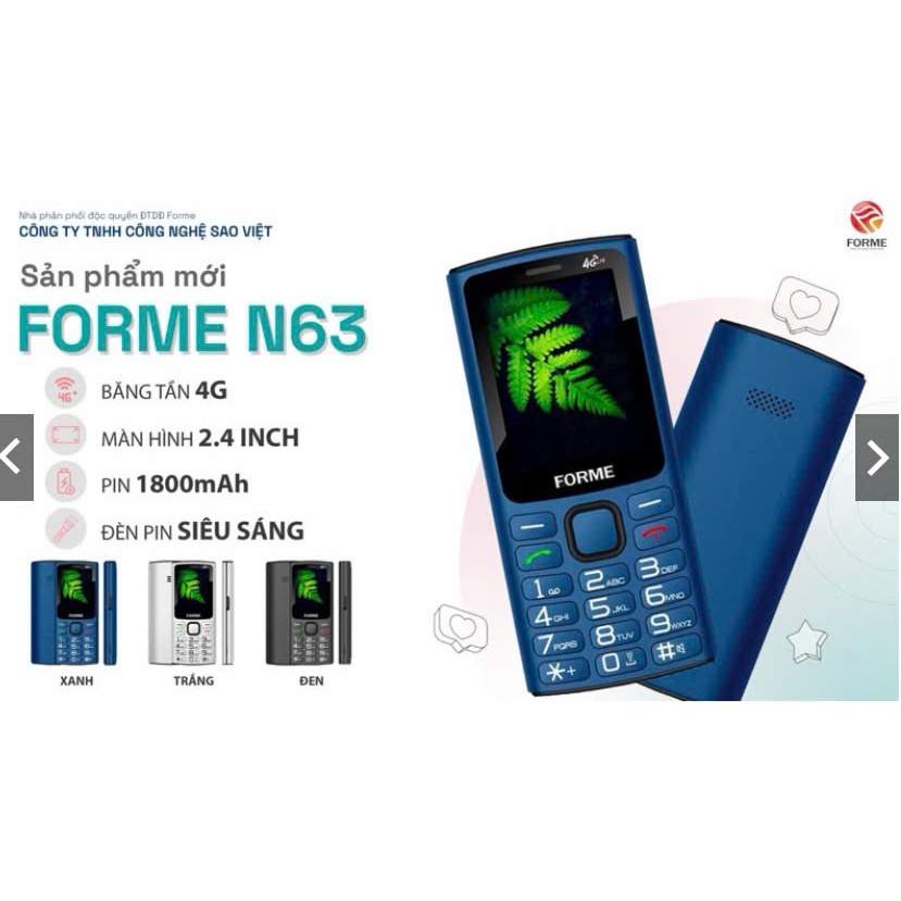 Điện Thoại 4G Forme N63 4G Màn hình to 2.4inch - Hàng Chính Hãng Bh 12 tháng | Shopee Việt Nam