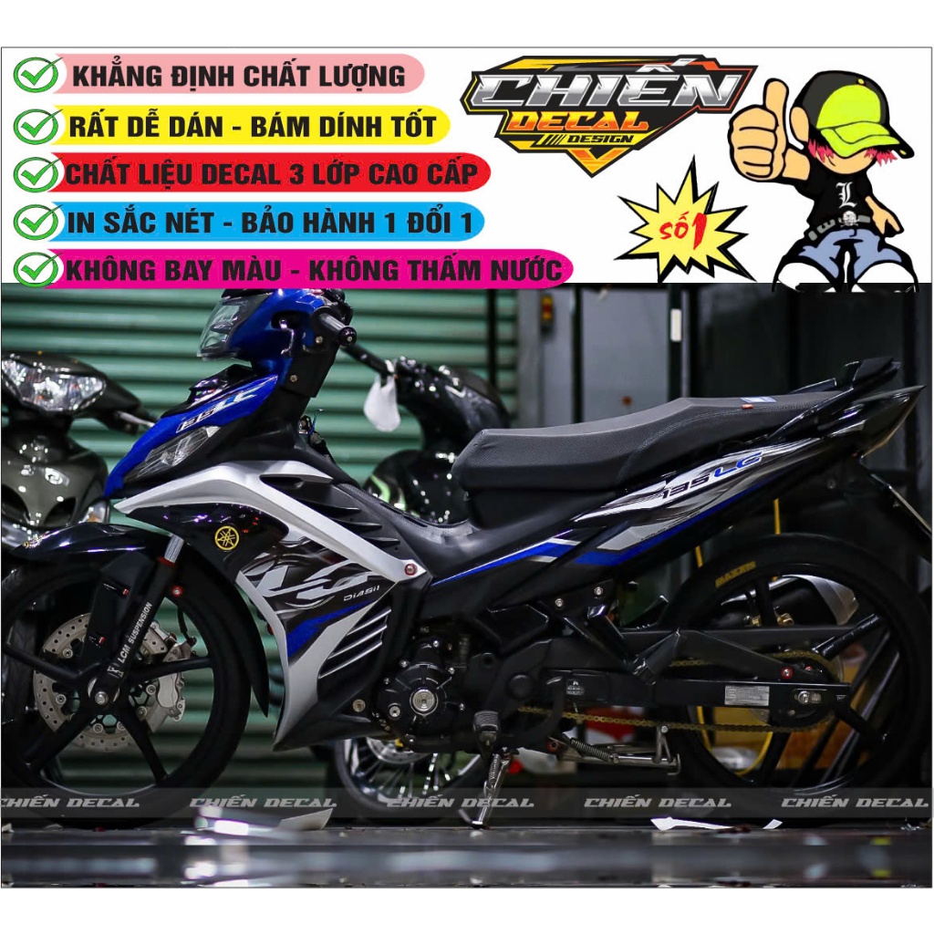 Tem exciter 135 LC V7 xanh trắng | Shopee Việt Nam