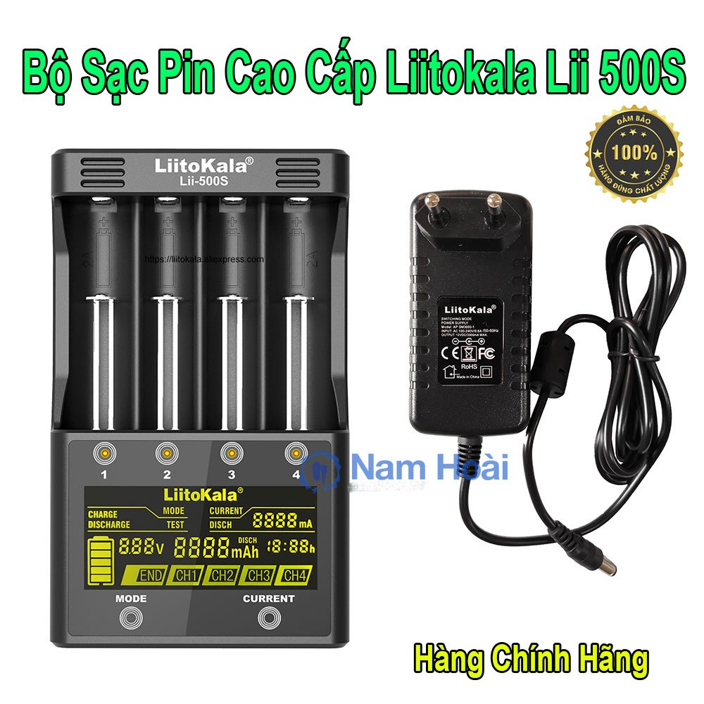 Bộ sạc và test pin đa năng Liitokala Lii-500s Pin NiMH Lithium 18650 3 ...