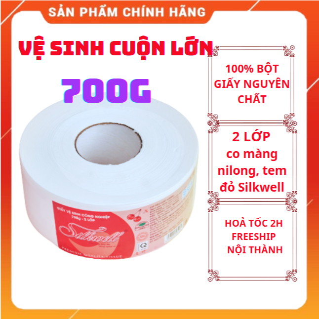 Giấy vệ sinh công nghiệp cuộn lớn 700g Silkwell, 700g 3 lớp bo nilong | Shopee Việt Nam