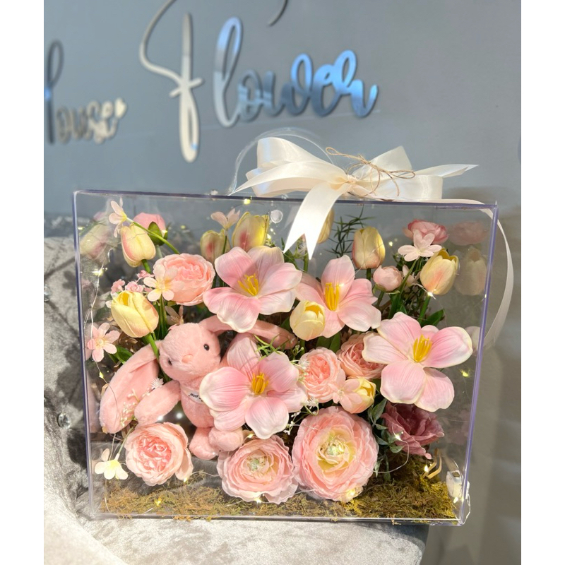 [ Quà Tặng ] Vali Hoa Tulip VIP Mix Gấu thỏ Jelly Thiết Kế House Flower ...