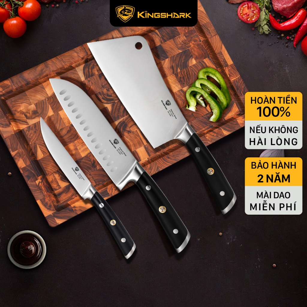 Bộ dao 3 món làm bếp tiện dụng tay cầm chắc chắn-Kingshark Premium Series CB31 | Shopee Việt Nam