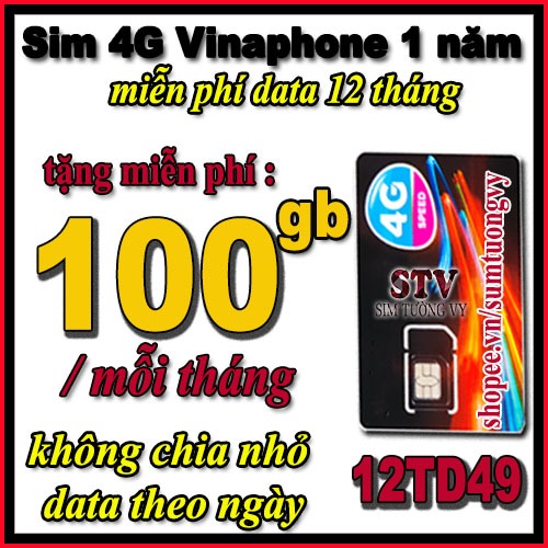 Sim 4G Vinaphone 12td49, U1500, D500 trọn miễn phí 12 Tháng | Shopee Việt Nam