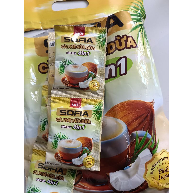 CÀ PHÊ SỮA DỪA SOFIA. Khi pha 1 gói chỉ 70ml nước nóng.18 tháng kể từ ngày sản xuấtKhối lượng ...