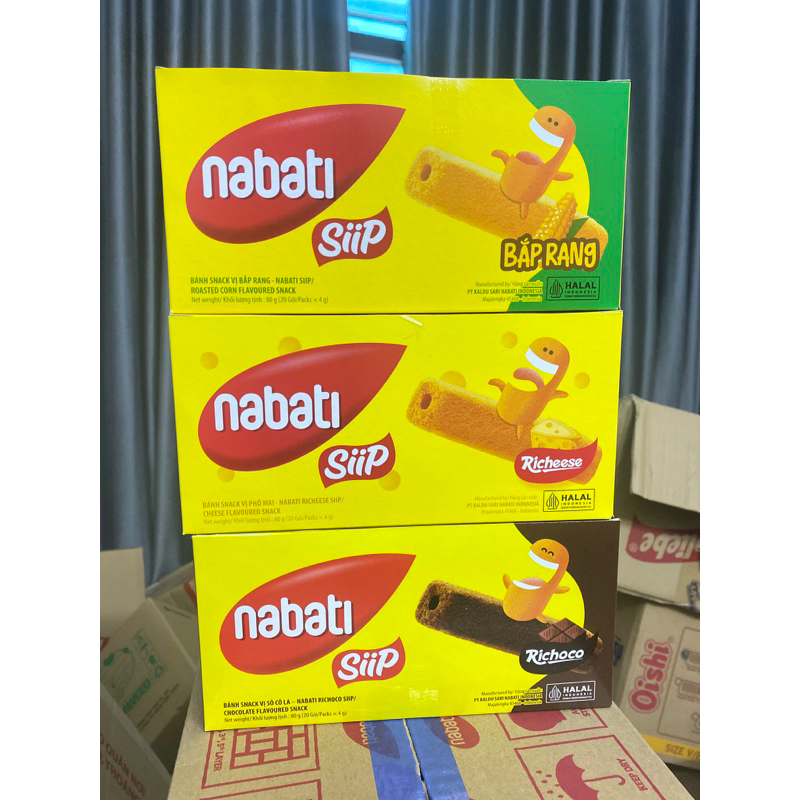 Bánh Snack Siip Nabati Vị Bắp Rang/Phô Mai/Socola Hộp 80g (20 gói x4g ...