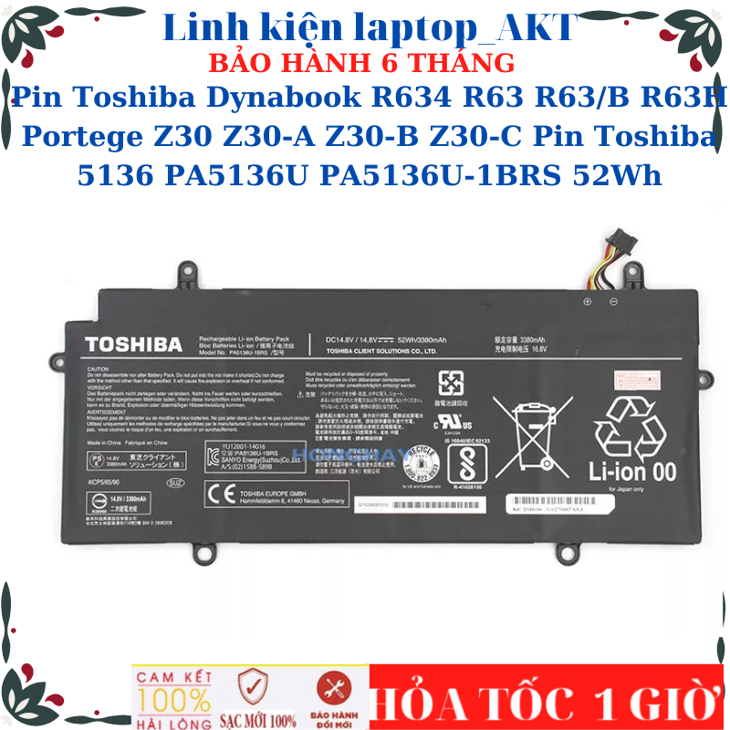 Pin laptop Toshiba Dynabook R634 R63 R63/B R63H Portege Z30 Z30-A Z30-B ...