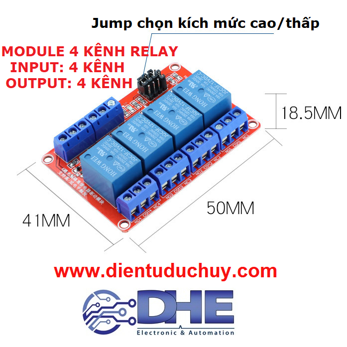 MODULE RELAY TRUNG GIAN, CÓ JUMPER HIGH/LOW - OPTO CÁCH LY - 1/2/4/8 ...