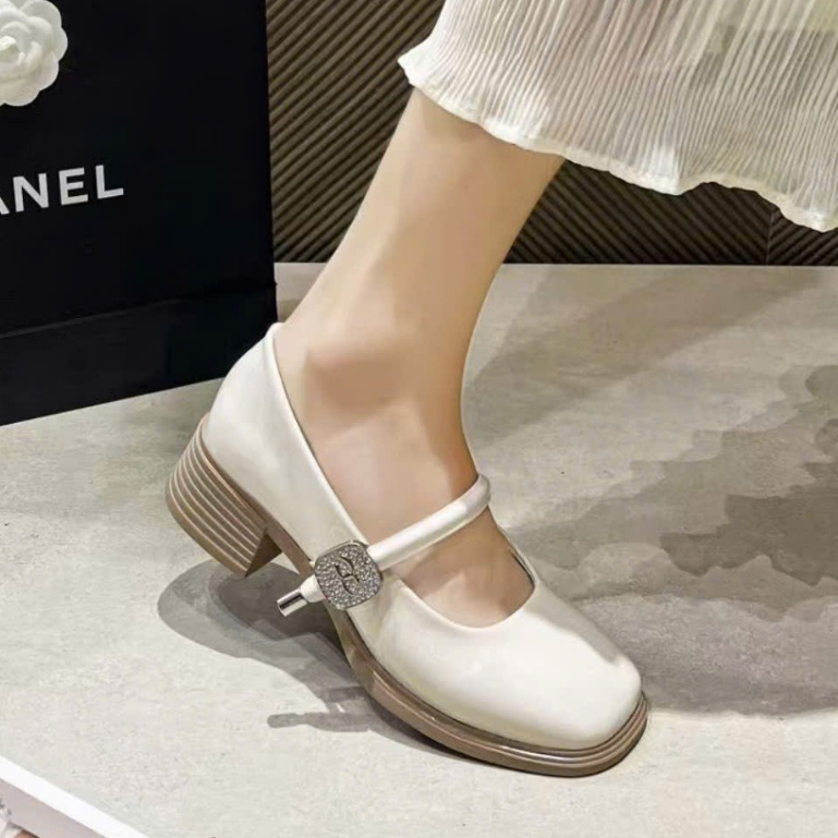 Giày mary jane nữ đế cao M889-1 da bóng fullbox tag vuông phom xinh ...