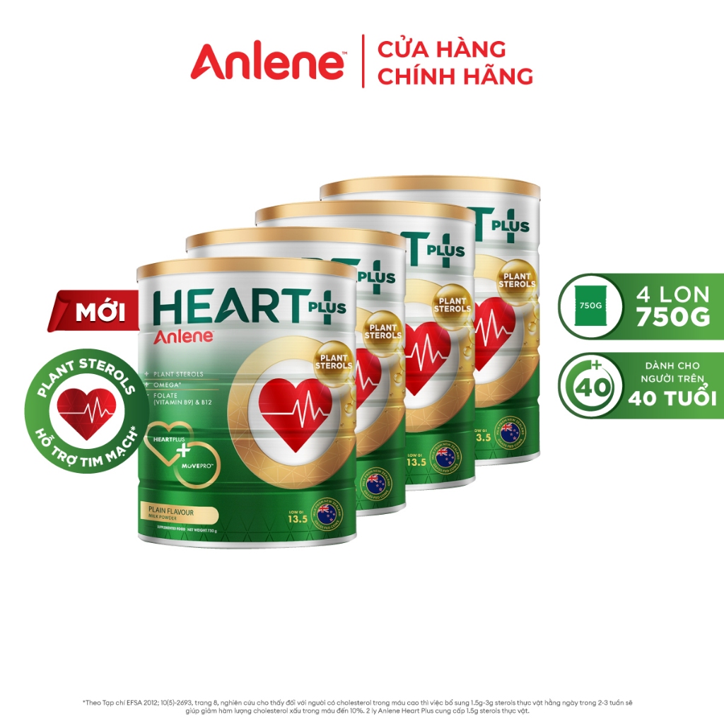 Combo 4 Thực phẩm bổ sung Anlene Heart Plus với dưỡng chất chăm sóc sức ...