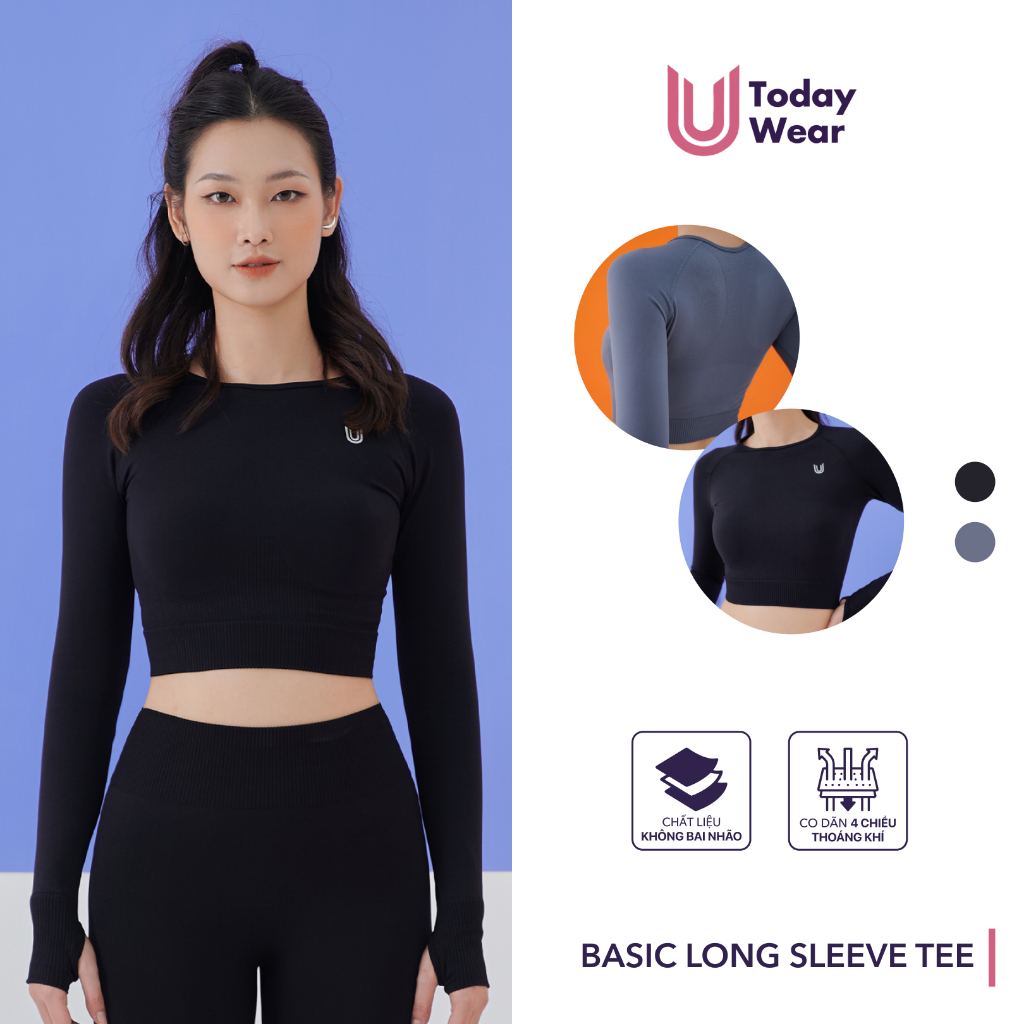 Áo tập thể thao Basic Long Sleeve Tee nữ dài tay co giãn thấm hút tốt Today U Wear | Shopee Việt Nam
