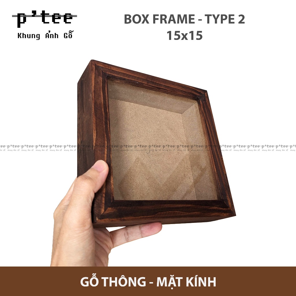 Khung Ảnh Gỗ Box-2 15x15 - Khung Hình Hộp Gỗ Thông Mặt Kính Trang Trí ...