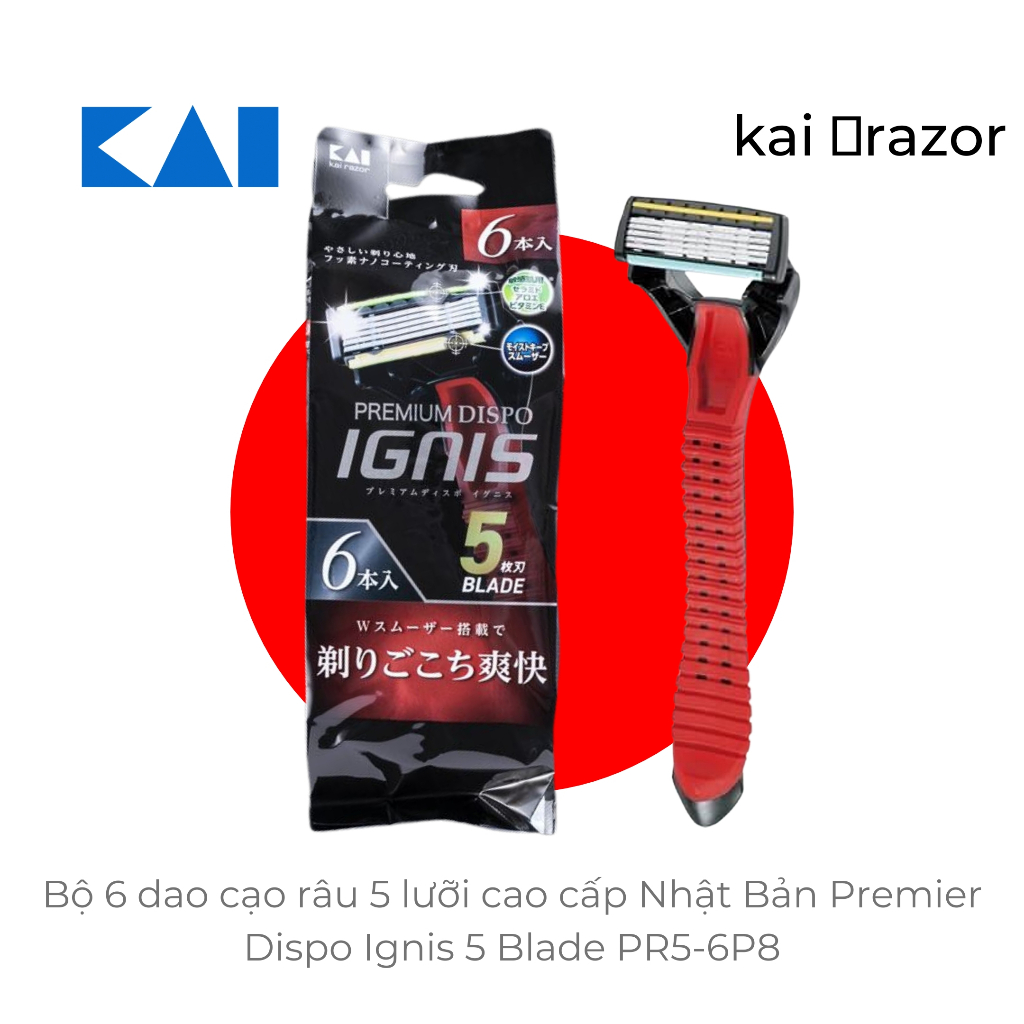 Bộ 6 dao cạo râu 5 lưỡi cao cấp Nhật Bản Premier Dispo Ignis 5 Blade ...