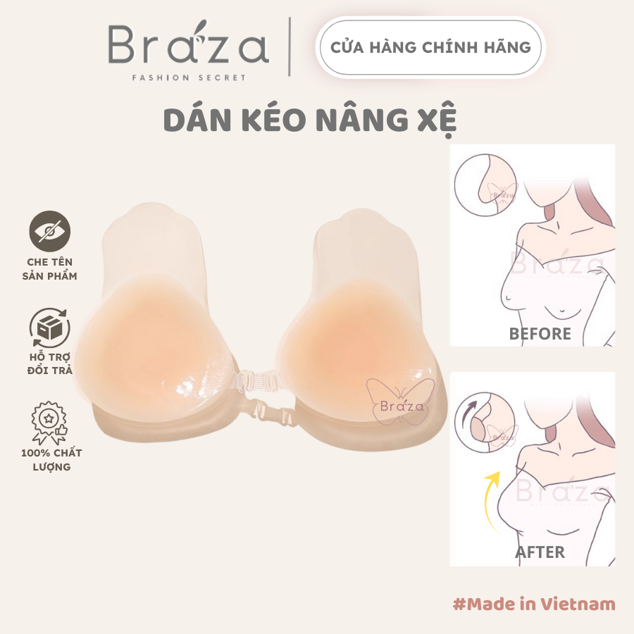 Dán Nâng Ngực Tạo Khe Cài Trước Silicone 2in1 Sử Dụng Được Nhiều Lần Cao Cấp BRAZA - 7.5 ...