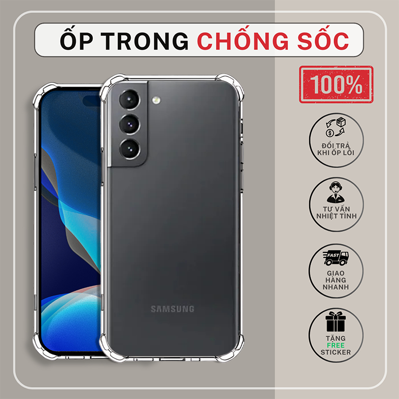 Ốp lưng Samsung S21, S21 FE, S21 Plus, S21 Ultra Silicon dẻo trong chống sốc 4 cạnh bảo vệ ...