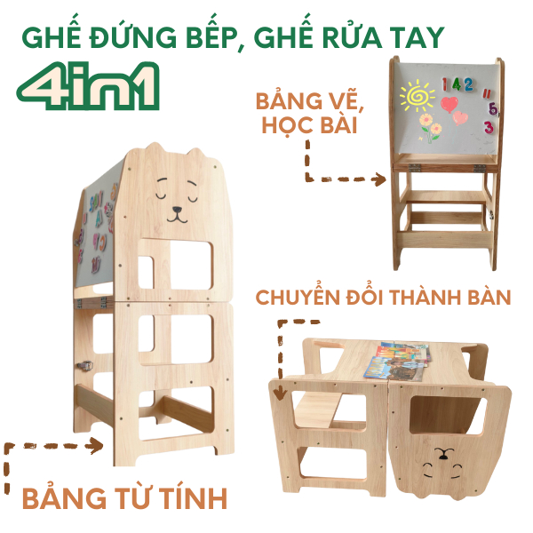 ANHA KIDS ghế đứng bếp, ghế rửa tay, Tháp hỗ trợ Montessori cho bé ...