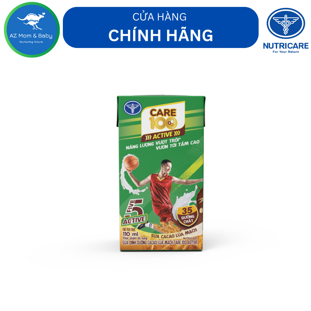 Thùng sữa Nutricare Care 100 Active cacao lúa mạch (110ml x 48 hộp) | Shopee Việt Nam