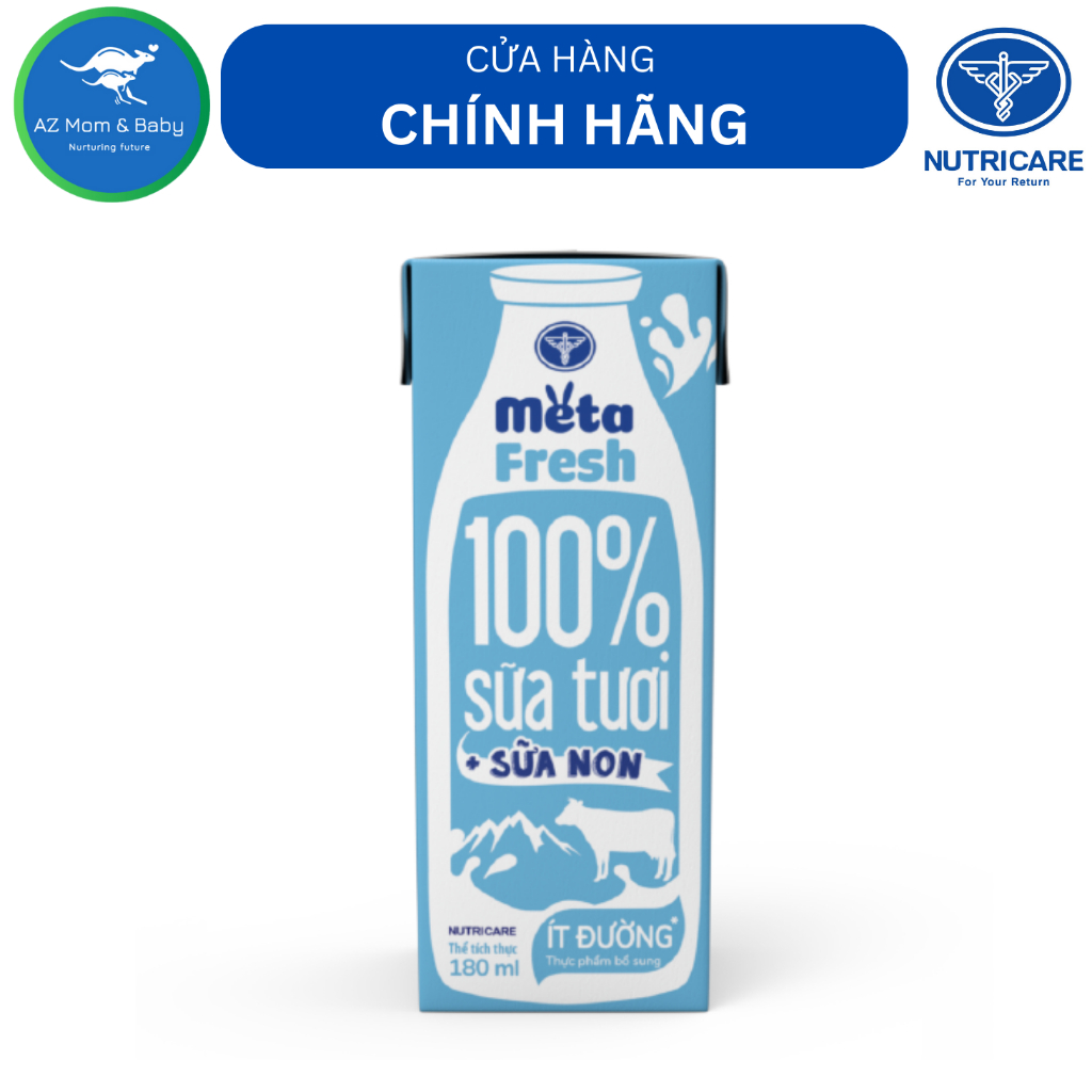 Thùng sữa tươi chứa sữa non Nutricare Meta FRESH ít đường (180ml x 48 ...