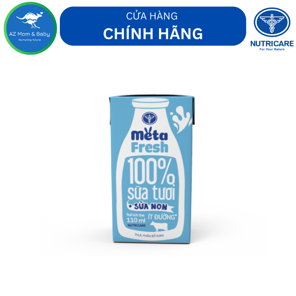 Thùng sữa tươi chứa sữa non Nutricare Meta FRESH ít đường (110ml x 48 ...
