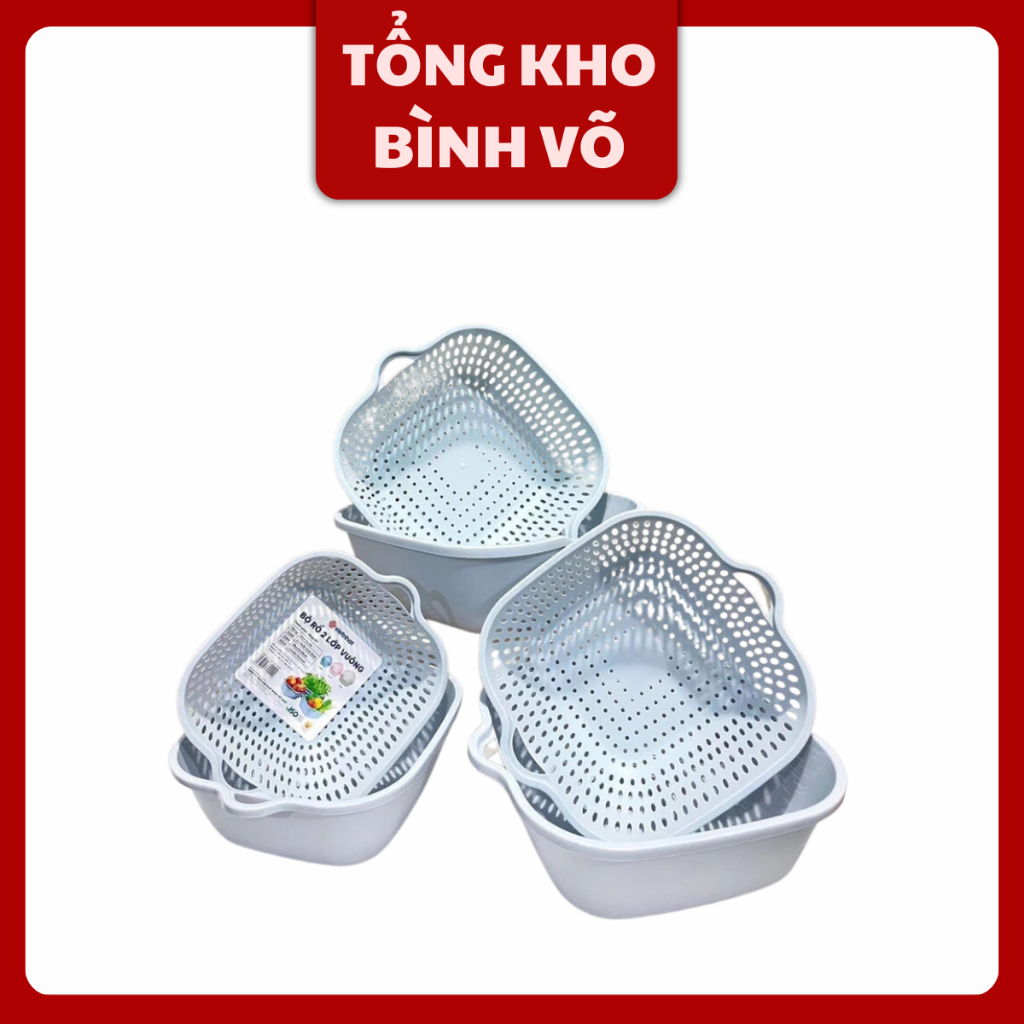 Bộ thau rổ vuông nhựa cao cấp Việt Nhật | Shopee Việt Nam
