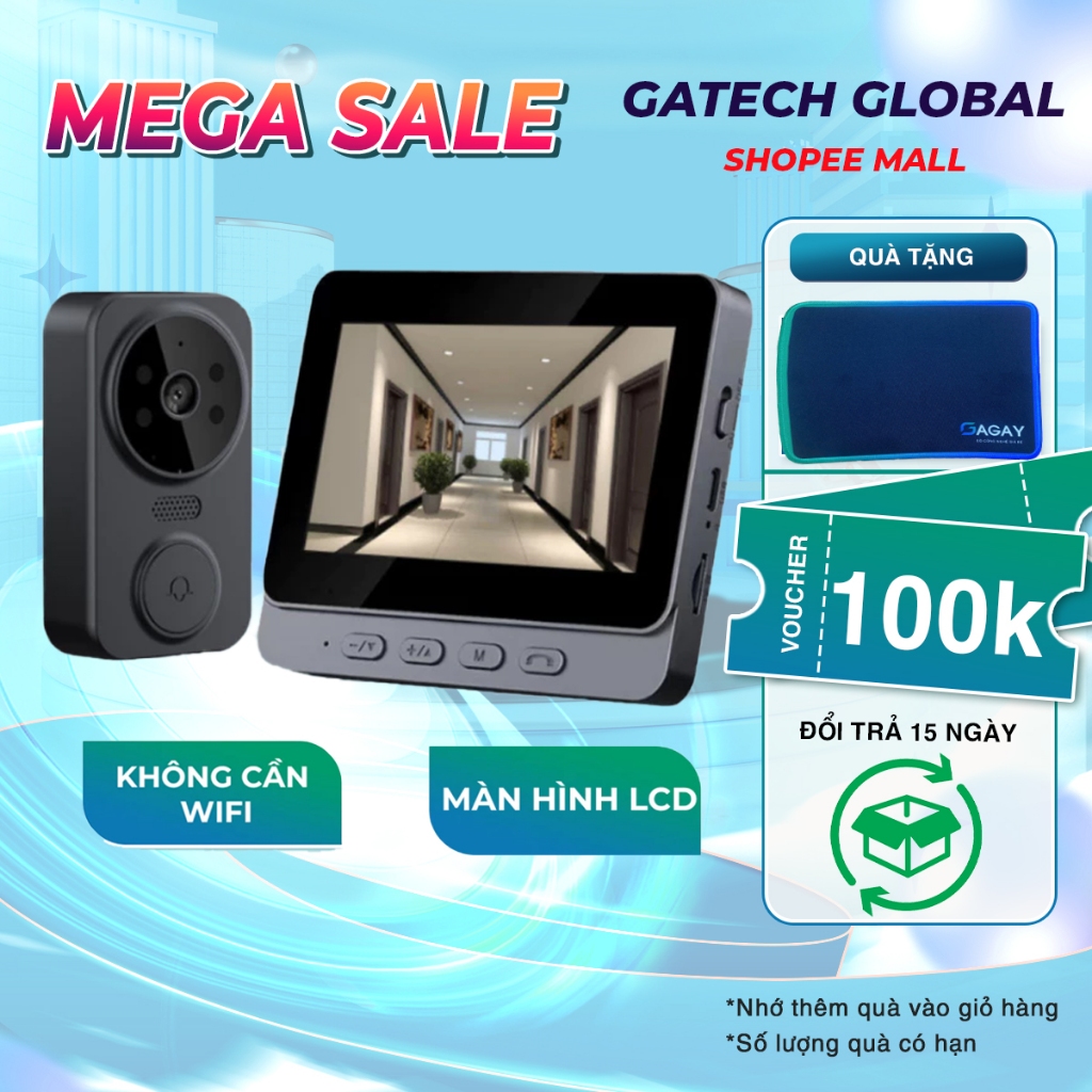 Chuông cửa không dây M12 có camera, đàm thoại 2 chiều GAGAY | Shopee ...