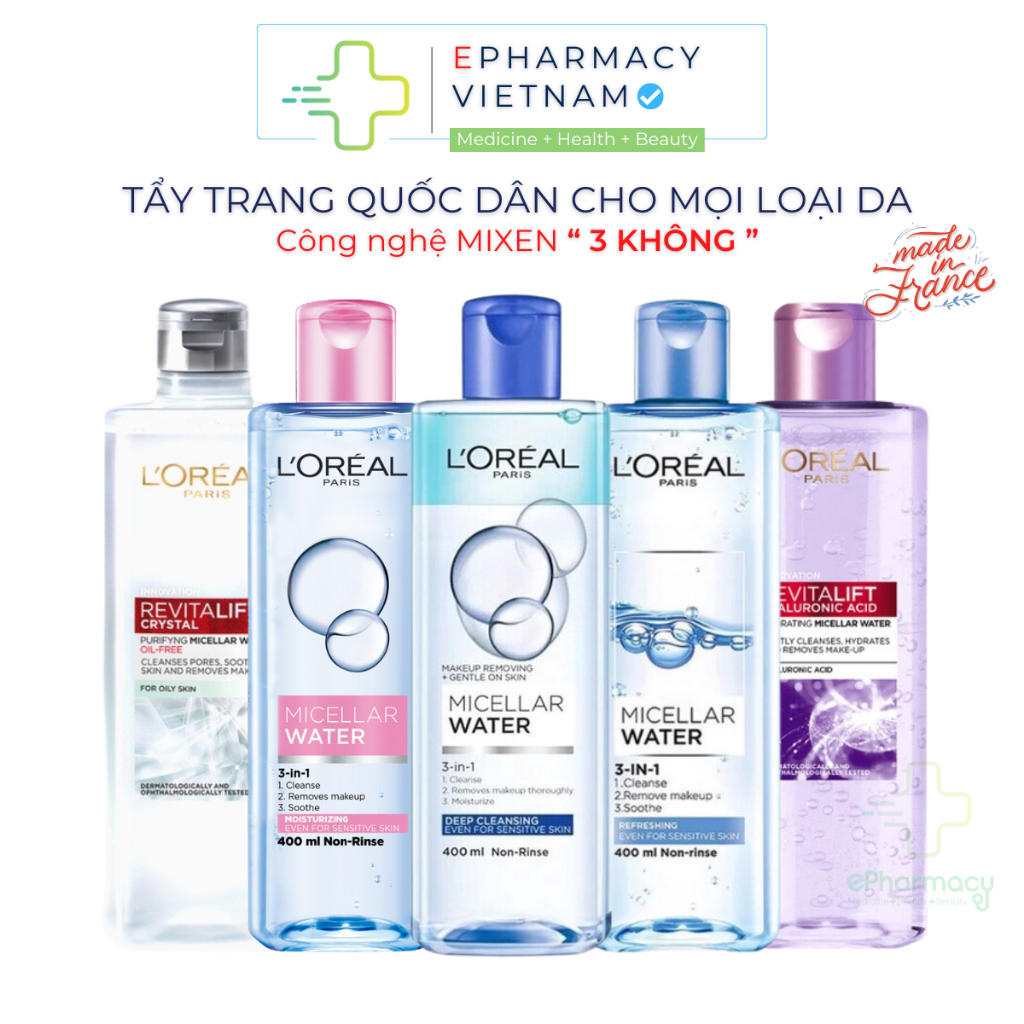 Nước Tẩy Trang L'Oreal Paris 3in1 Micellar Water Cho Mọi Loại Da | Shopee Việt Nam