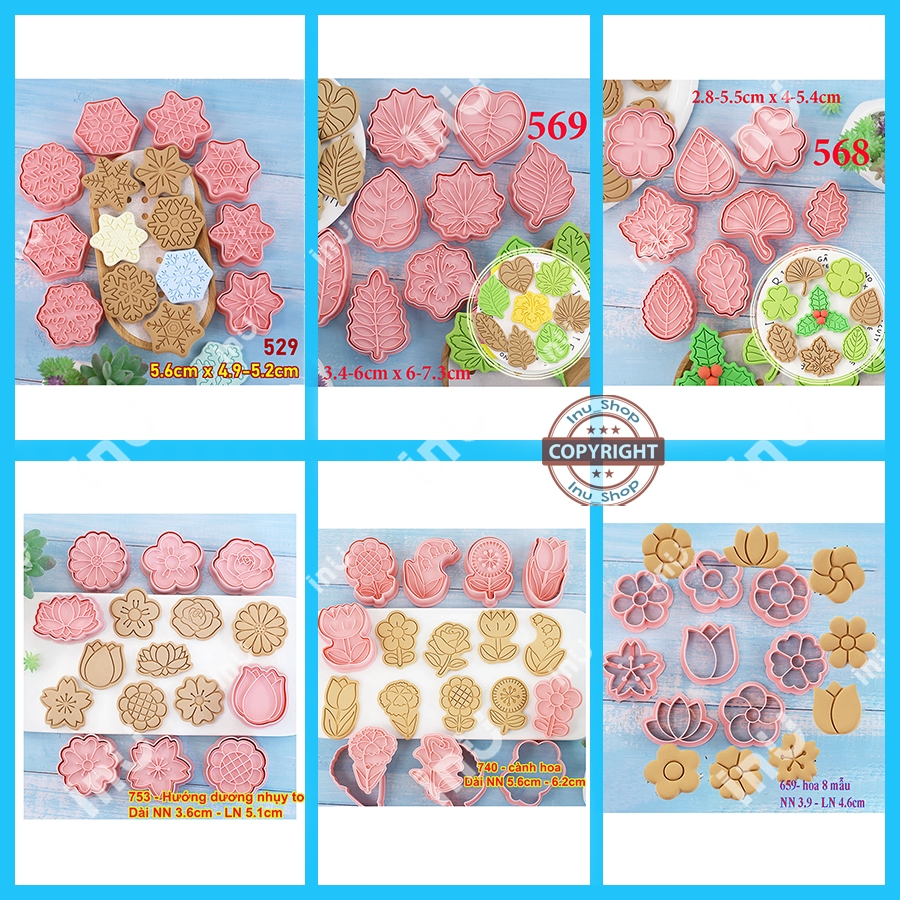 Khuôn cutter nhấn cắt bột làm bánh quy cookies hoa lá cành , côn trùng ...