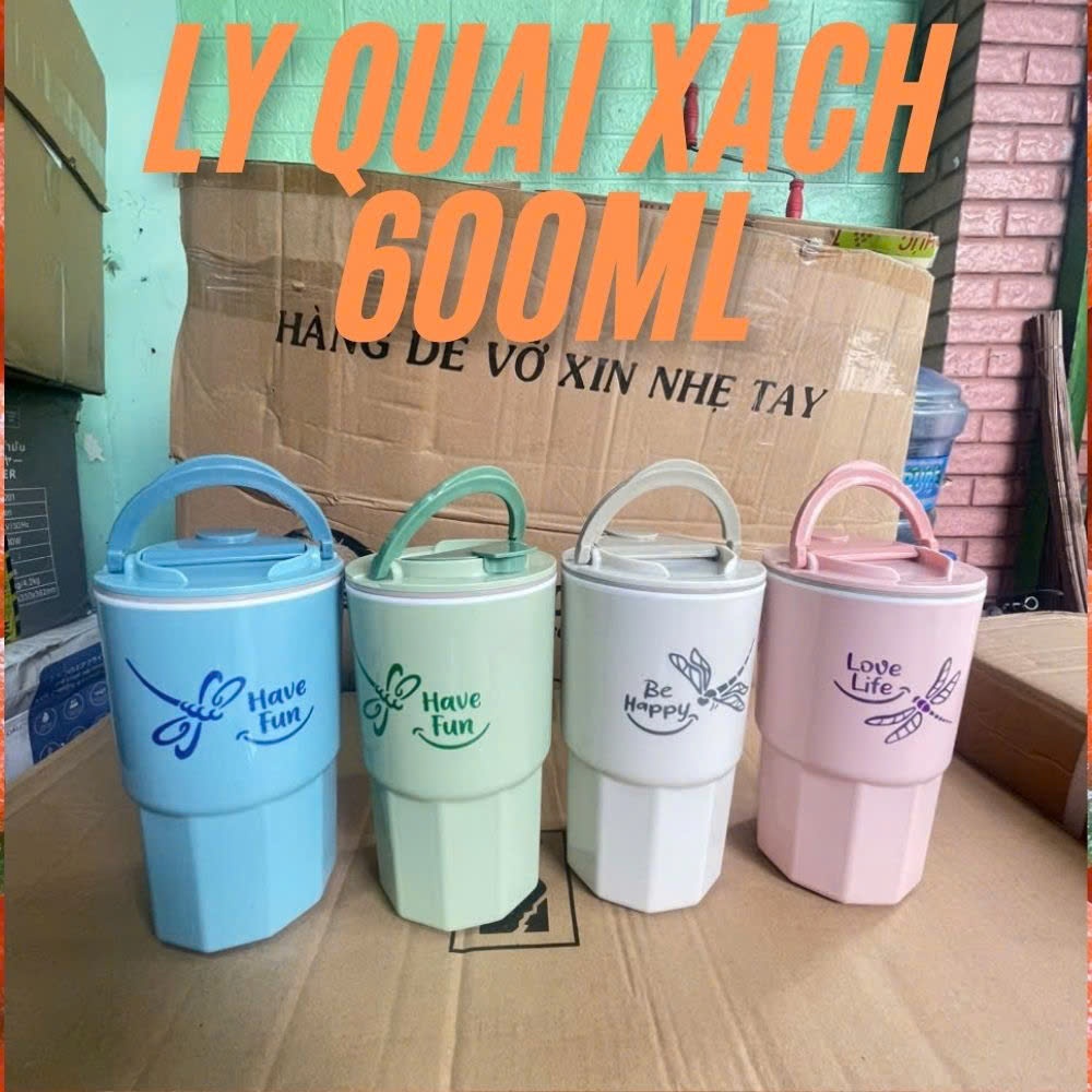 Ly giữ nhiệt quai xách 600ml , Ly tân lập thành mới có nắp vặn chắc chắn: | Shopee Việt Nam