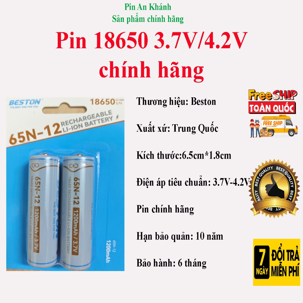 Pin 18650 Beston 2200mah 3,7V-4.2V chính hãng(vỉ 2 viên) | Shopee Việt Nam