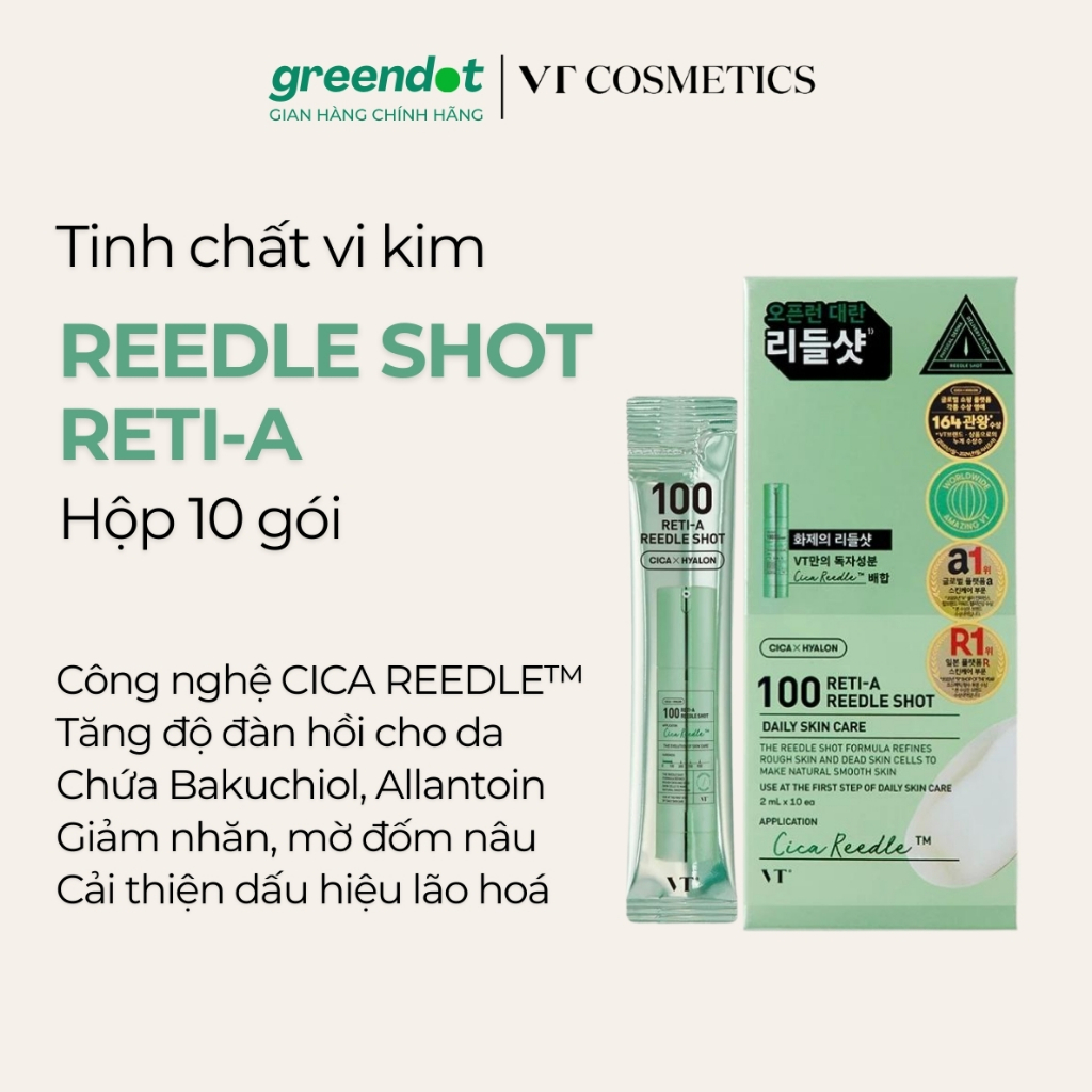 Tinh chất vi kim VT COSMETICS RETI-A Reedle Shot 100 Hộp 10 gói x 2ml ...