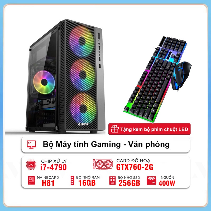 Bộ Máy Tính Bàn Gaming, Văn phòng i7-4790/i5-4690/i3-4170, RAM 16GB/8GB, SSD 256GB, Card GTX760 ...